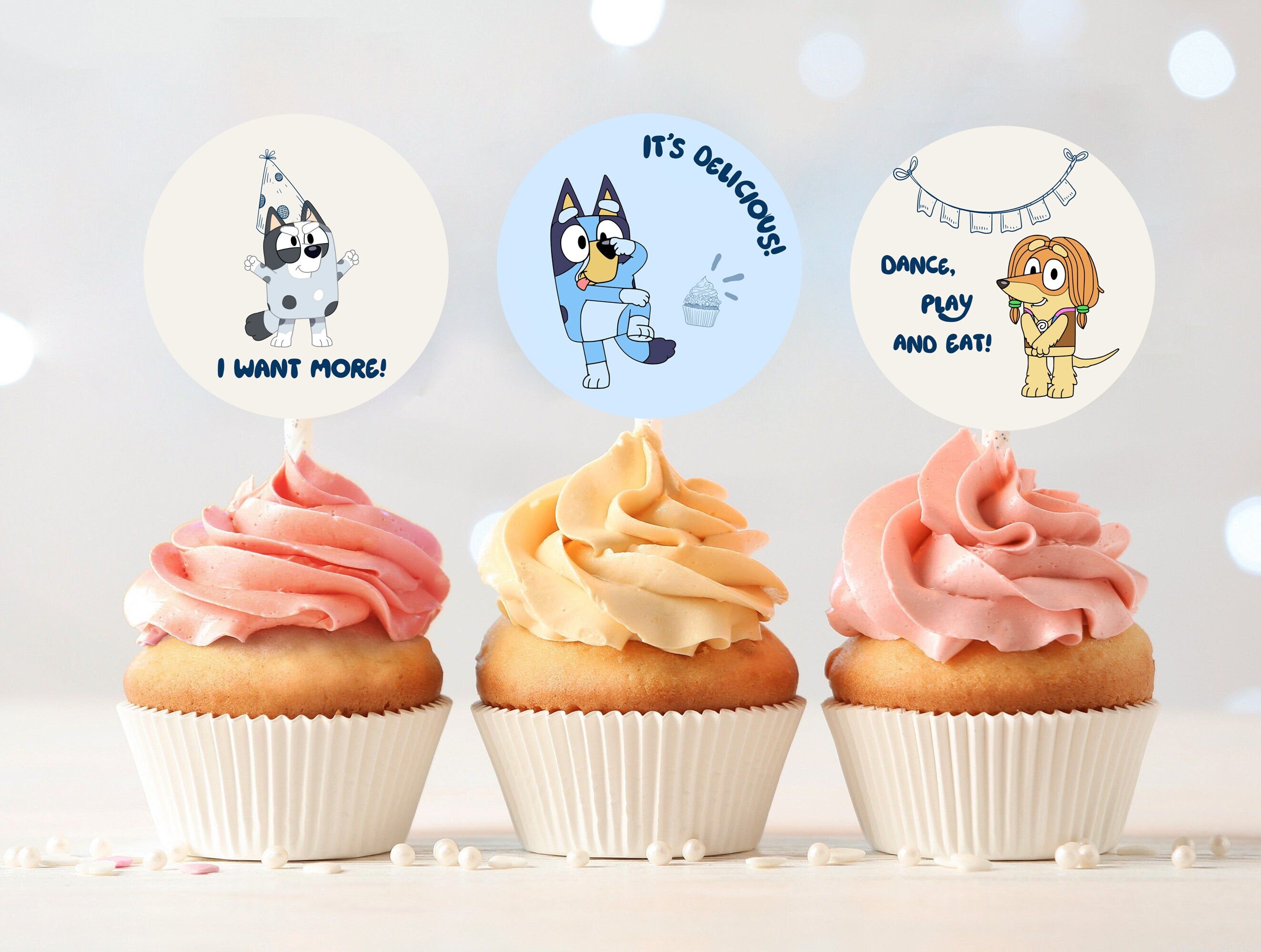 Printable Bluey Cupcake Toppers Bluey Cupcake Toppers Birthday Cupcake ...