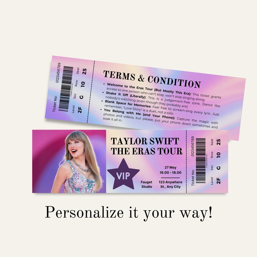 Taylor Swift VIP Tickets Eras Tour Ticket Taylor Swift Concert Tickets ...