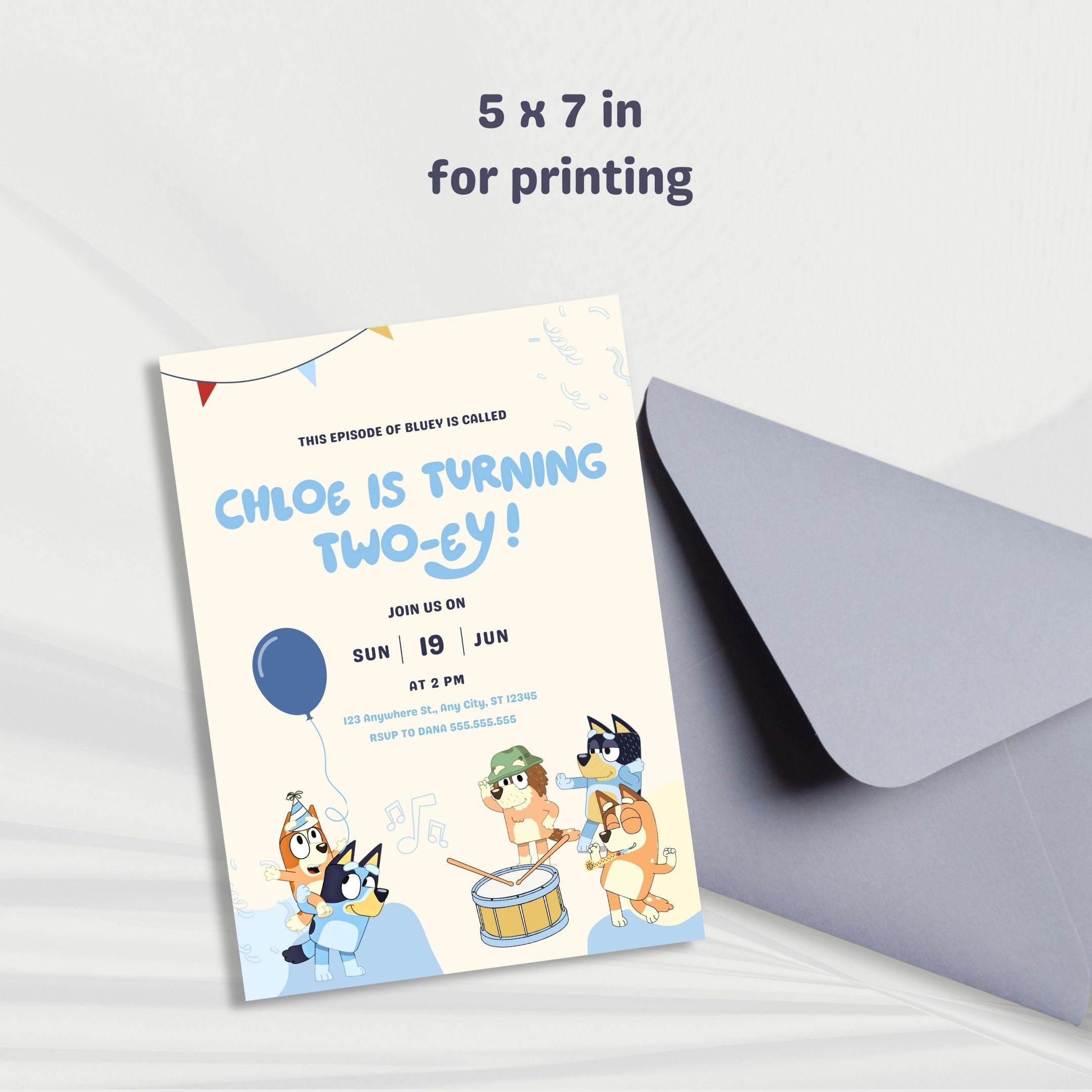 Bluey Two-ey Bluey Twoey Birthday Invitation Bluey 2nd Birthday Party ...