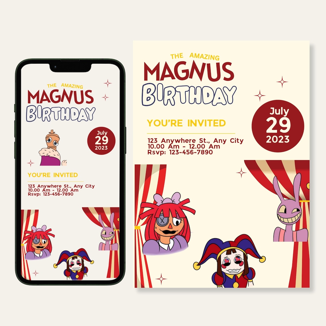 La increíble invitación al circo digital / Cumpleaños inspirado en TADC ...