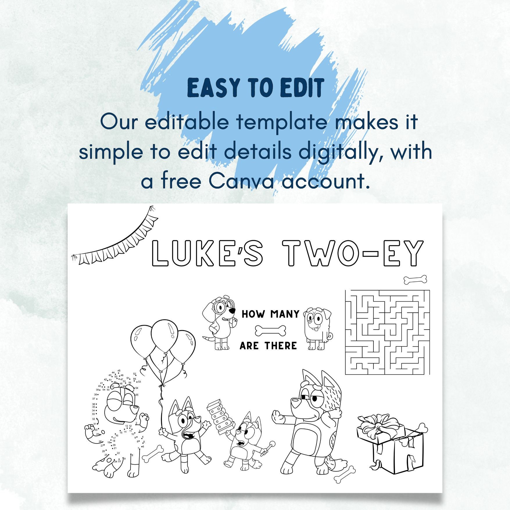 Bluey Activity Sheet Bluey Coloring Page Bluey Twoey Bluey Placemat ...
