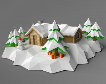 Pine Christmas Tree 3D Papercraft PDF Pattern / DIY Xmas Low Poly Paper ...