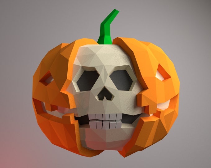 Papercraft 3D Halloween PUMPKINS Set Template Pattern Low Poly Pepakura ...