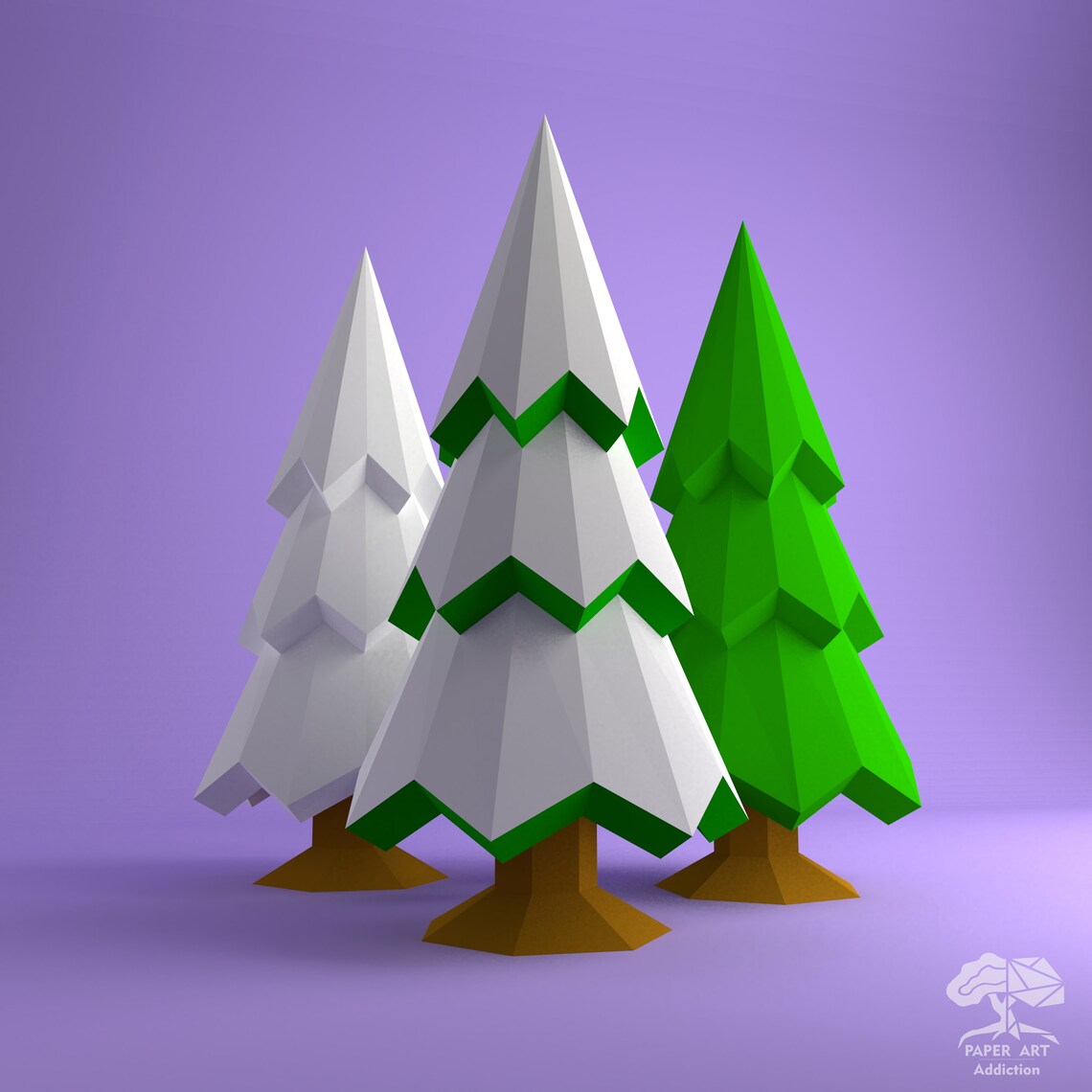 3D Christmas Tree DIY Papercraft PDF Pattern/ Xmas Low Poly Paper ...