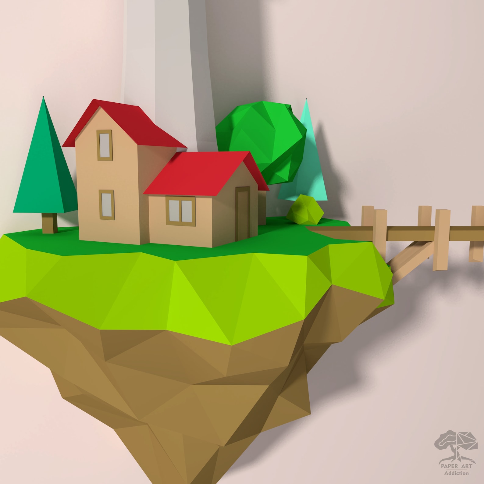 Lighthouse Island 3D Papercraft PDF Pattern/diy Low Poly Paper - Etsy