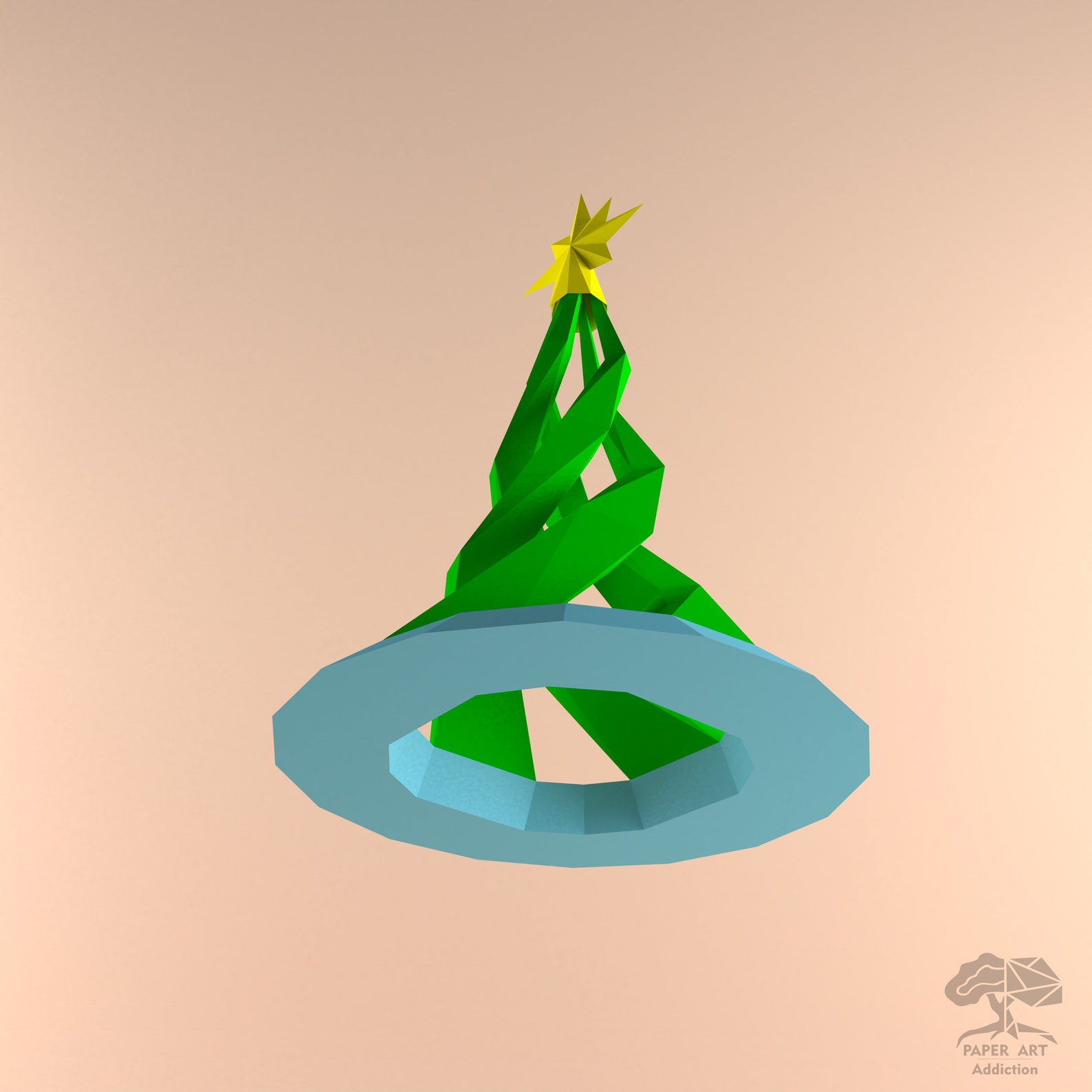 Spiral Christmas Tree 3D Papercraft PDF Pattern / DIY Xmas Low Poly ...