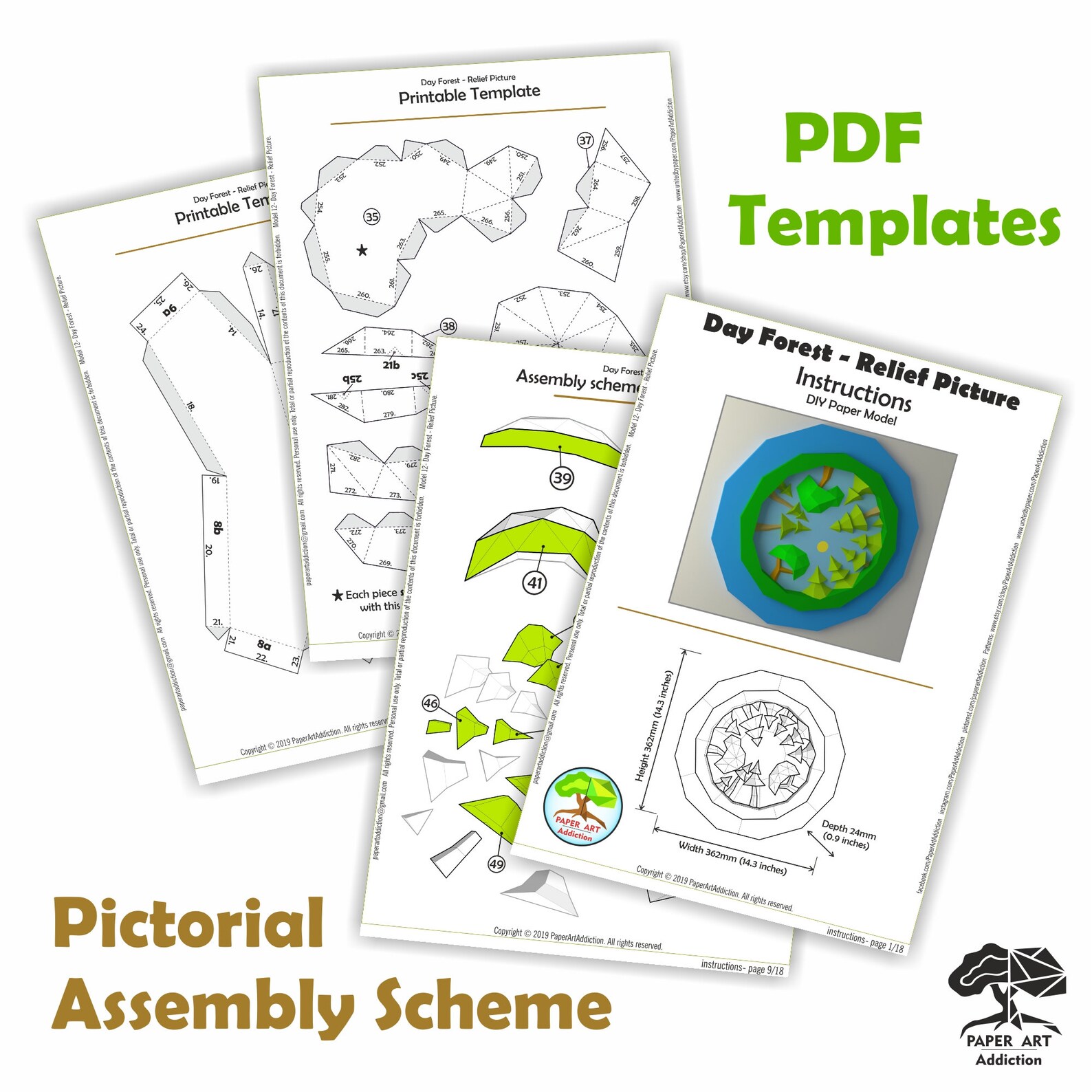 DIY Forest Papercraft Hanging, 3D Papercraft PDF pattern / Simple Low ...