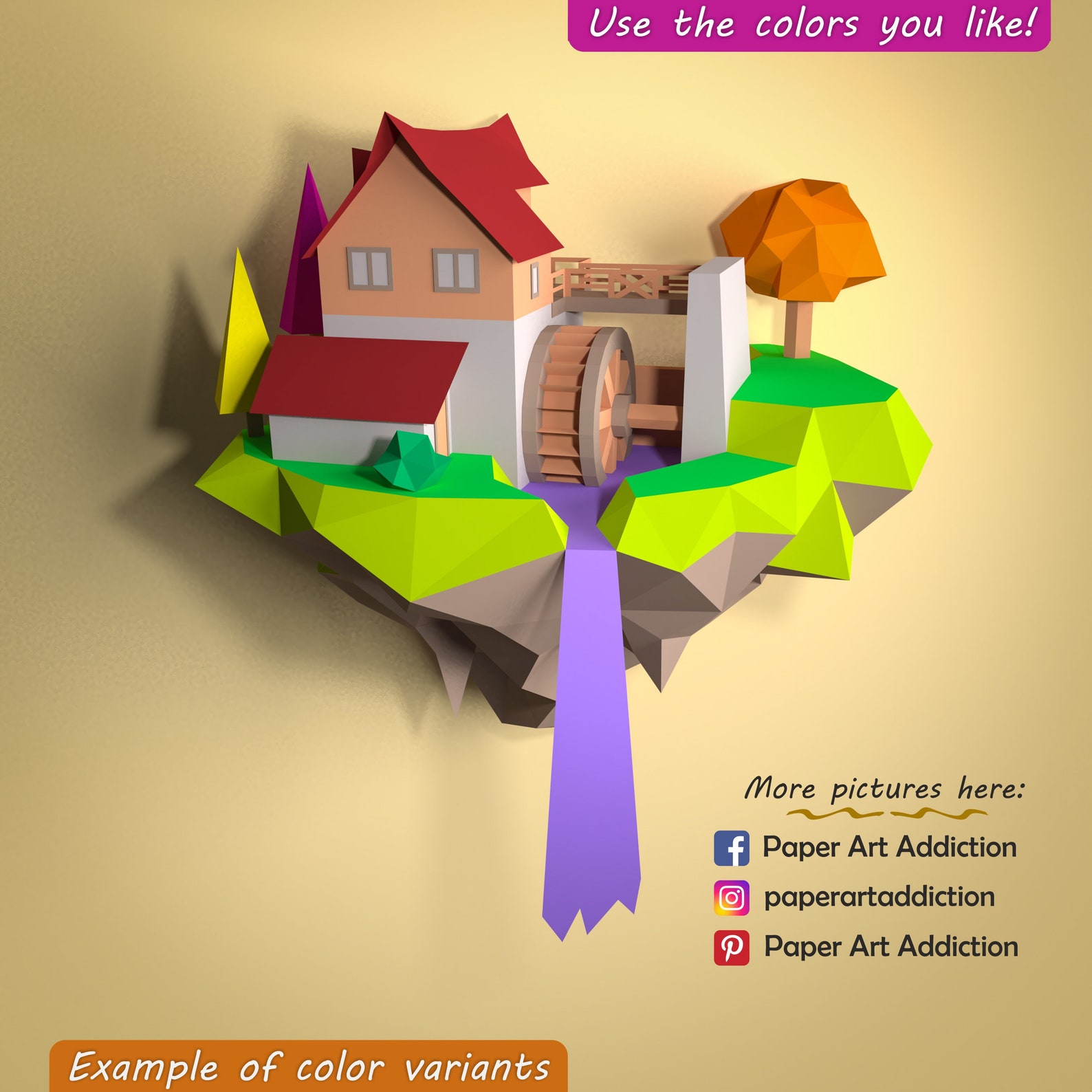 Watermill Island 3D Papercraft PDF Pattern/diy Low Poly Paper - Etsy Canada