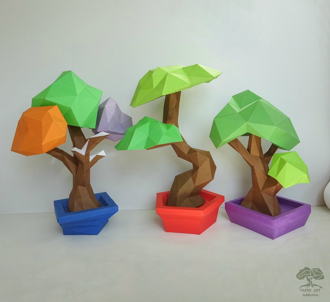 DIY Bonsai Trees 3D Papercraft Bundle of PDF Patterns, DIY Low Poly ...