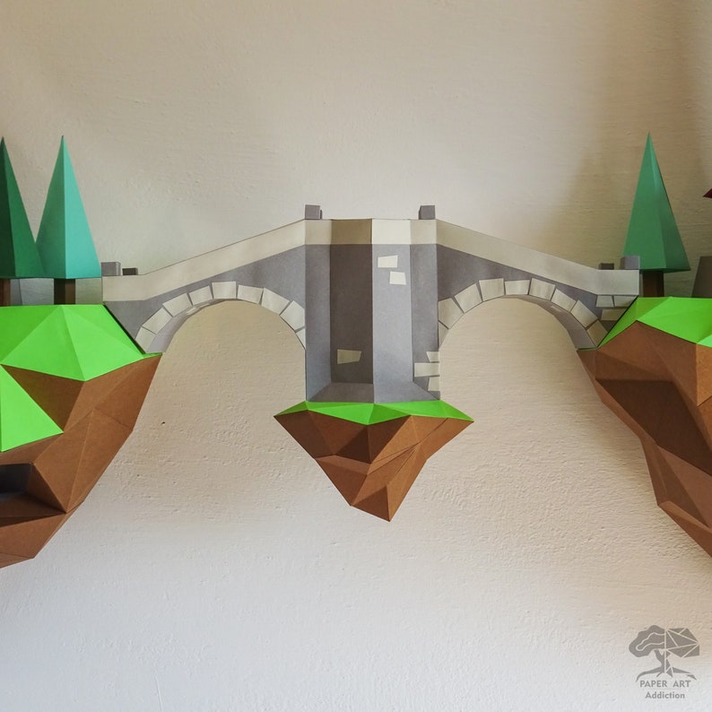 Stone arch bridge 3D papercraft PDF pattern/ DIY Low poly - Etsy France