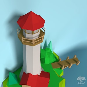 Lighthouse Island 3D Papercraft PDF Pattern/diy Low Poly Paper Craft ...
