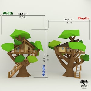 DIY Treehouse Model, 3D Papercraft PDF Pattern / Simple Origami Lowpoly ...