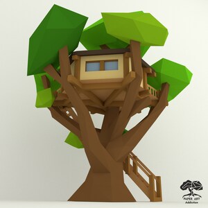 DIY Treehouse Model, 3D Papercraft PDF Pattern / Simple Origami Lowpoly ...