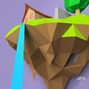 Watermill Island 3D Papercraft PDF Pattern/diy Low Poly Paper Craft ...