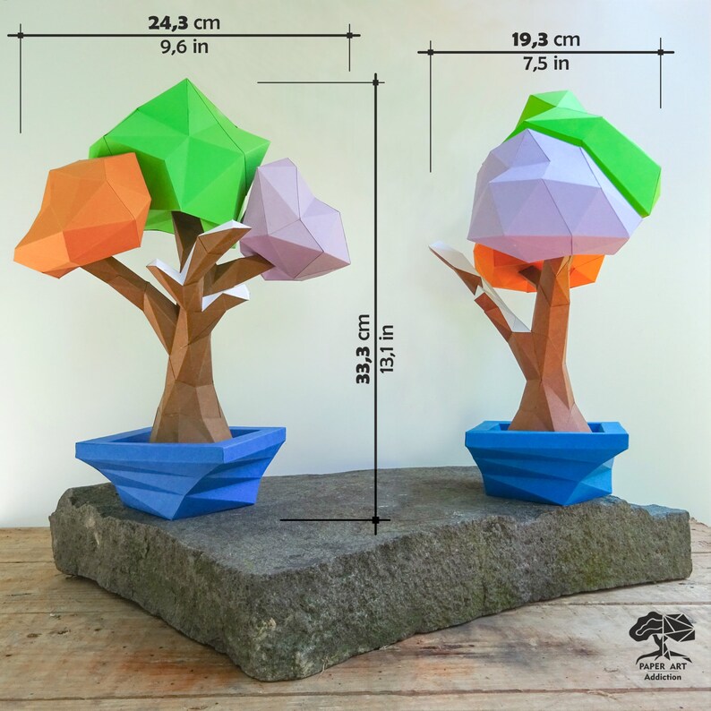 Four Seasons Tree 3D Papercraft PDF pattern DIY Low poly | Etsy