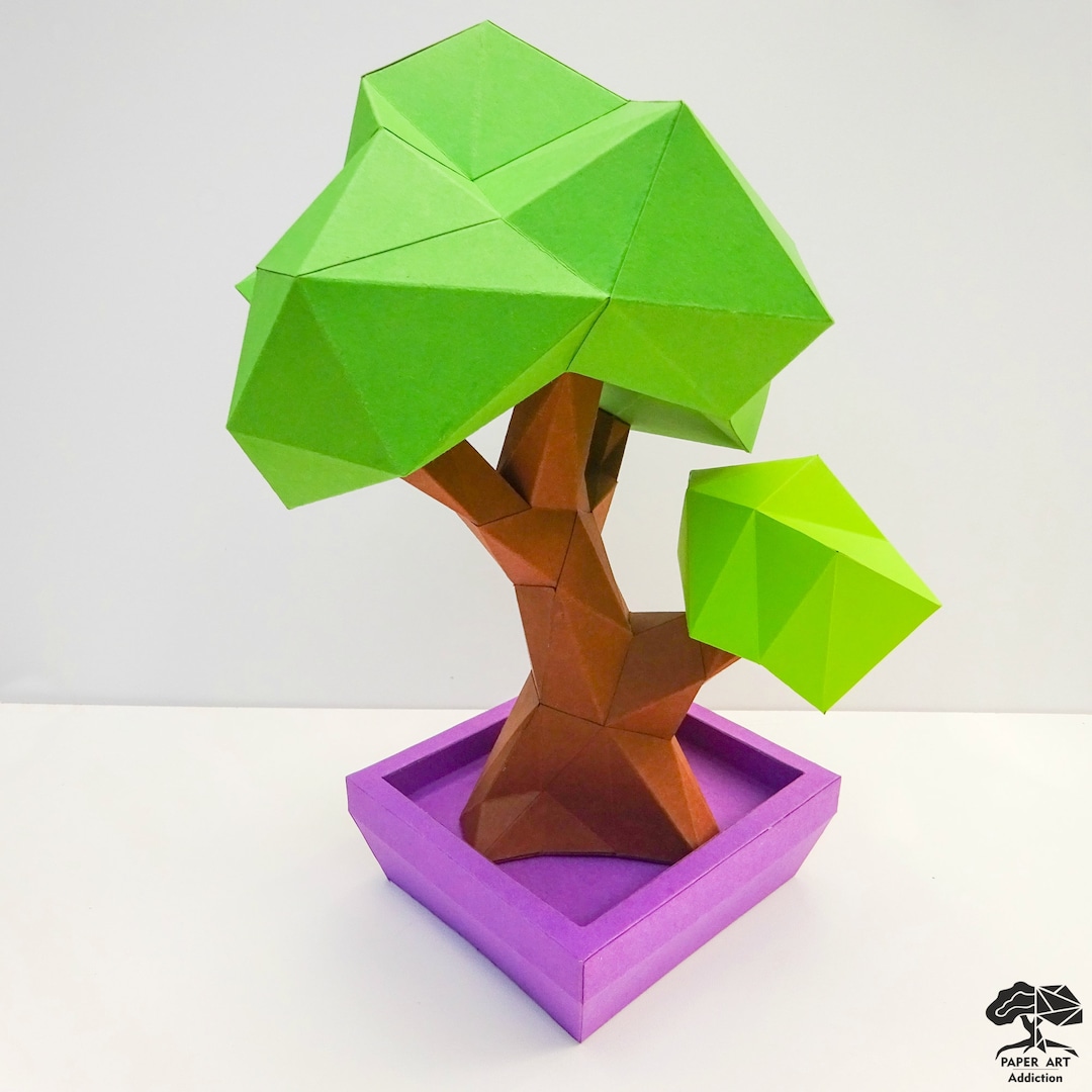 DIY Bonsai Tree Model, 3D Papercraft PDF Pattern / Simple Origami Low ...