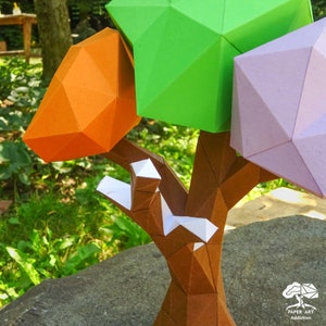Four Seasons Tree 3D Papercraft PDF Pattern, DIY Low Poly Origami Model ...