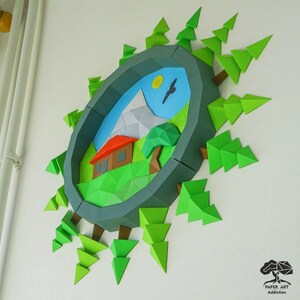 DIY Forest House in Moutains, 3D Papercraft PDF Pattern, Simple Low ...