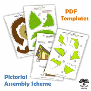 DIY Treehouse Model, 3D Papercraft PDF Pattern / Simple Origami Lowpoly ...