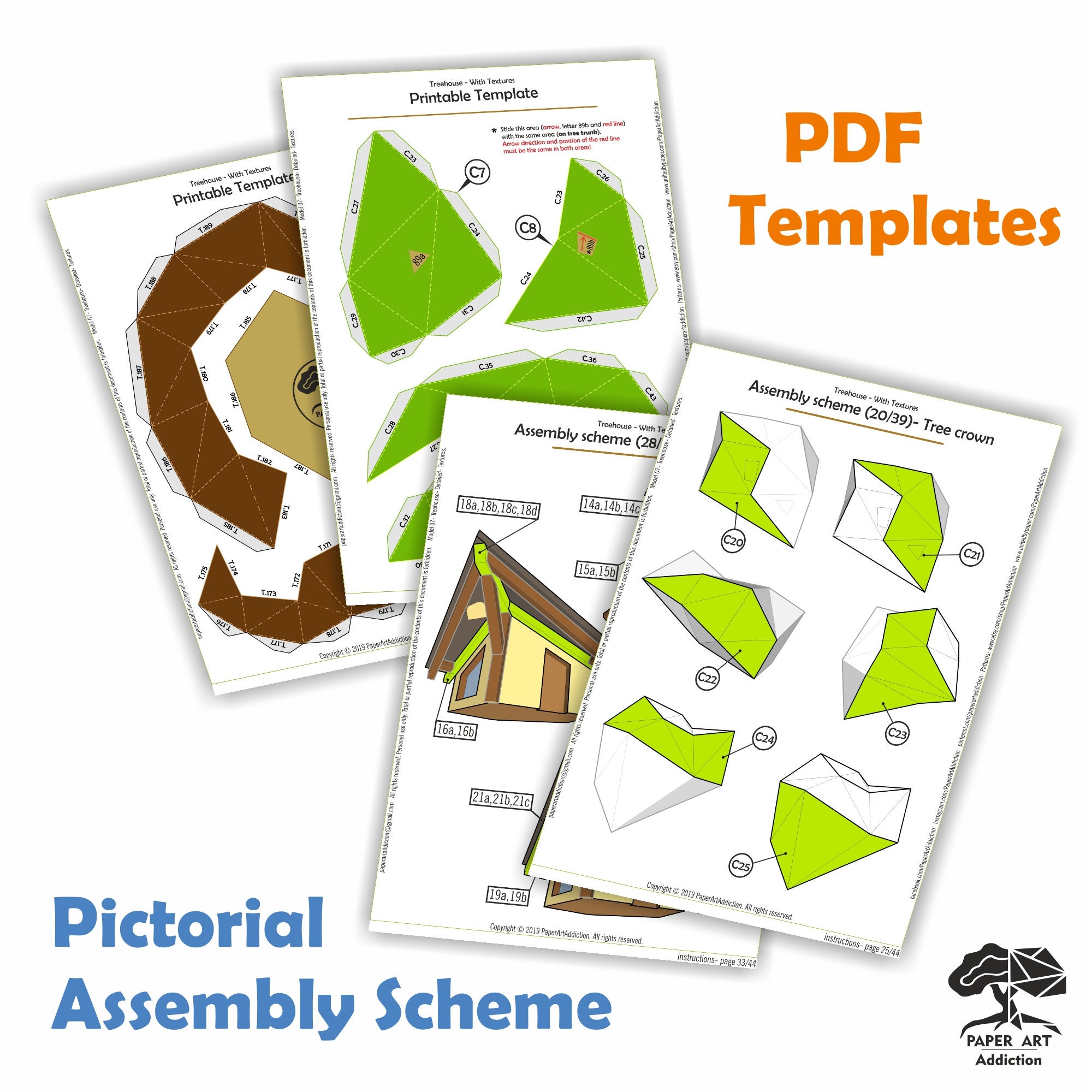 DIY Treehouse Model 3D Papercraft PDF Pattern / Simple | Etsy