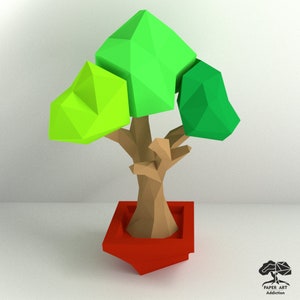 Four Seasons Tree 3D Papercraft PDF Pattern, DIY Low Poly Origami Model ...