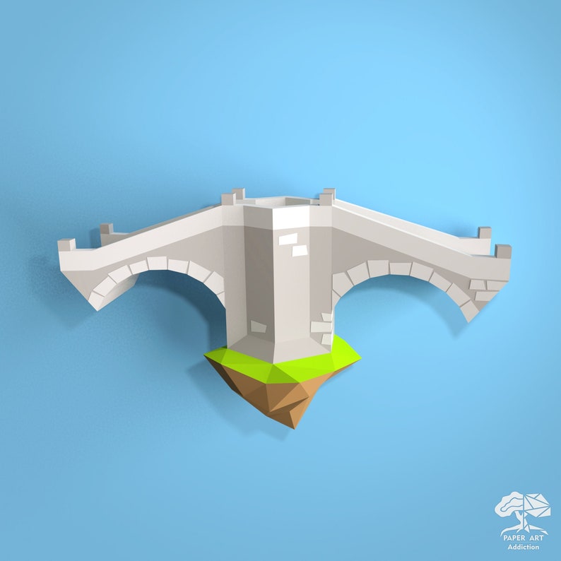 Stone arch bridge 3D papercraft PDF pattern/ DIY Low poly | Etsy