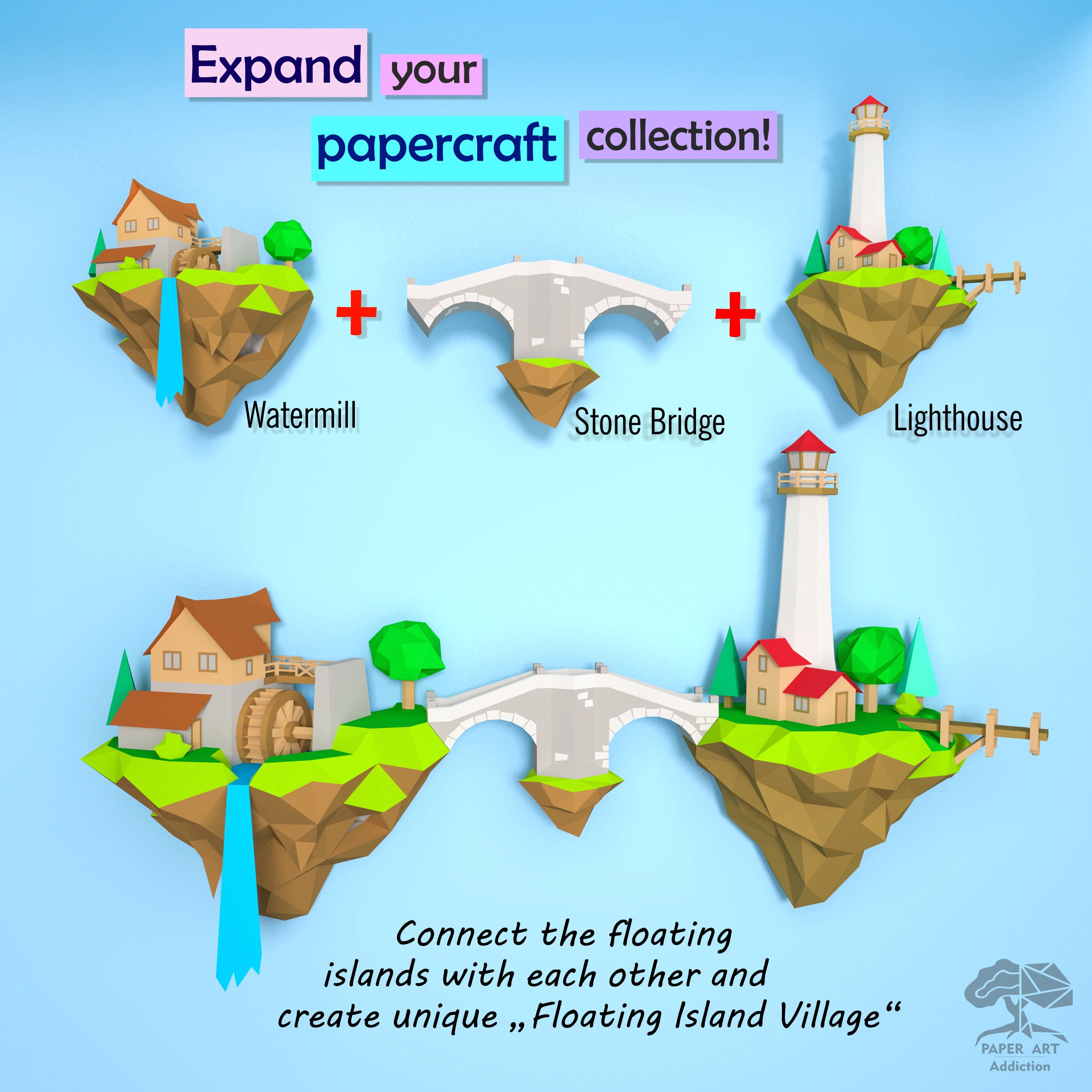 Stone Arch Bridge 3D Papercraft PDF Pattern/ DIY Low Poly - Etsy