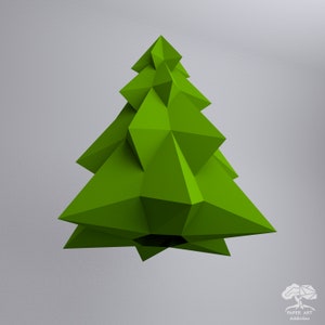 Pine Christmas Tree 3D Papercraft PDF Pattern / DIY Xmas Low Poly Paper ...