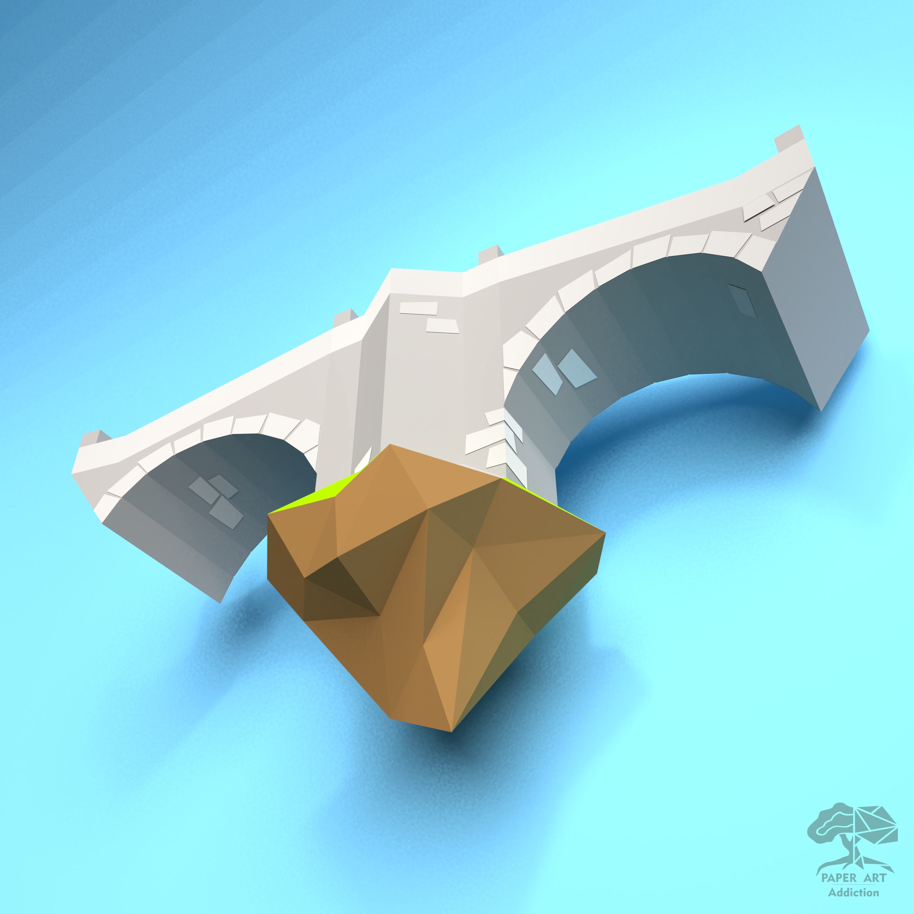 Stone arch bridge 3D papercraft PDF pattern/ DIY Low poly | Etsy