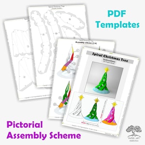 Spiral Christmas Tree 3D Papercraft PDF Pattern / DIY Xmas Low Poly ...
