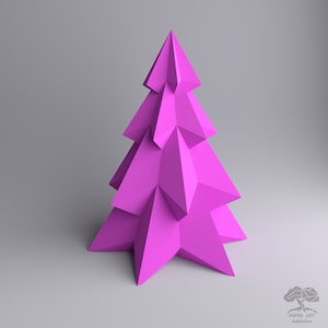 Pine Christmas Tree 3D Papercraft PDF Pattern / DIY Xmas Low Poly Paper ...