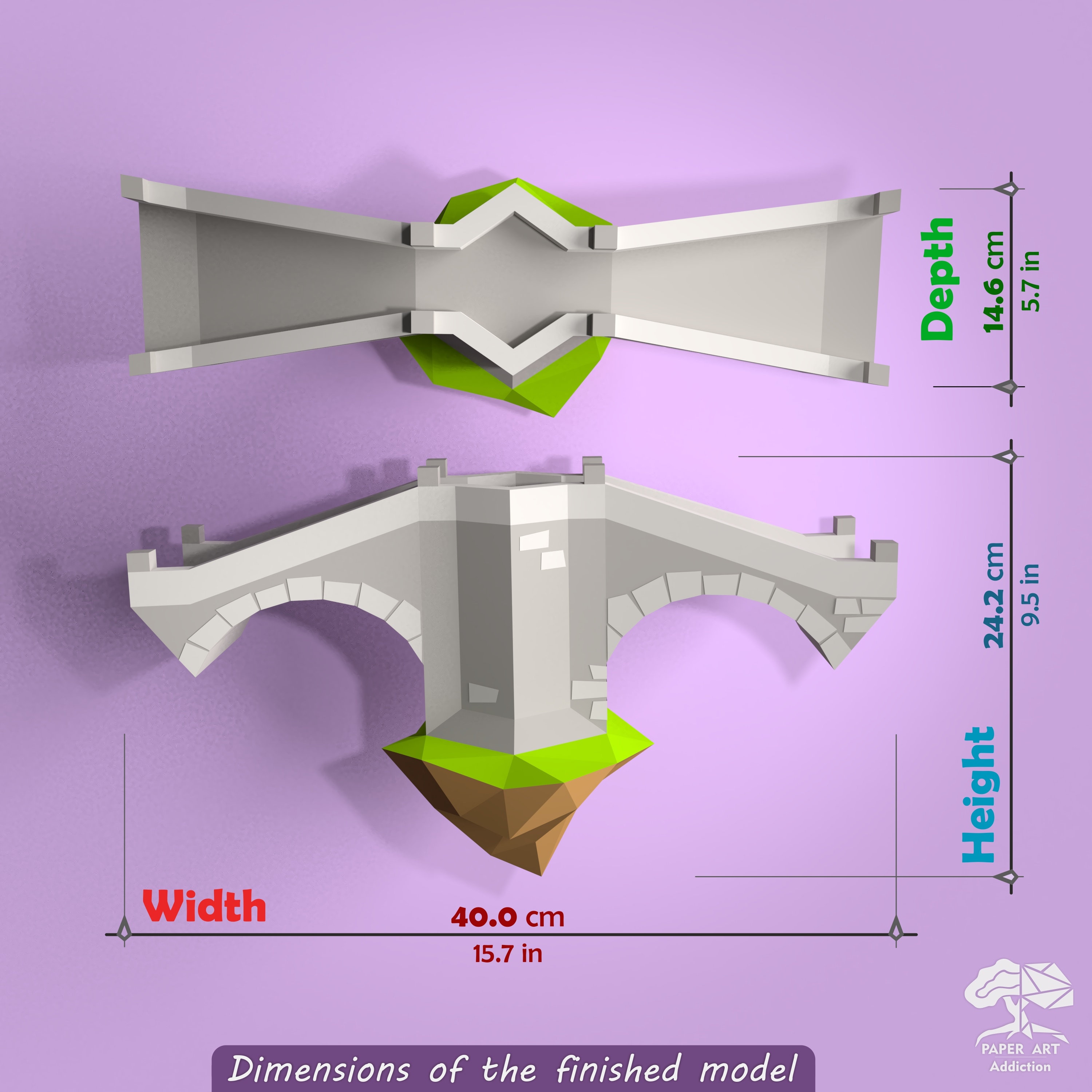 Stone arch bridge 3D papercraft PDF pattern/ DIY Low poly | Etsy