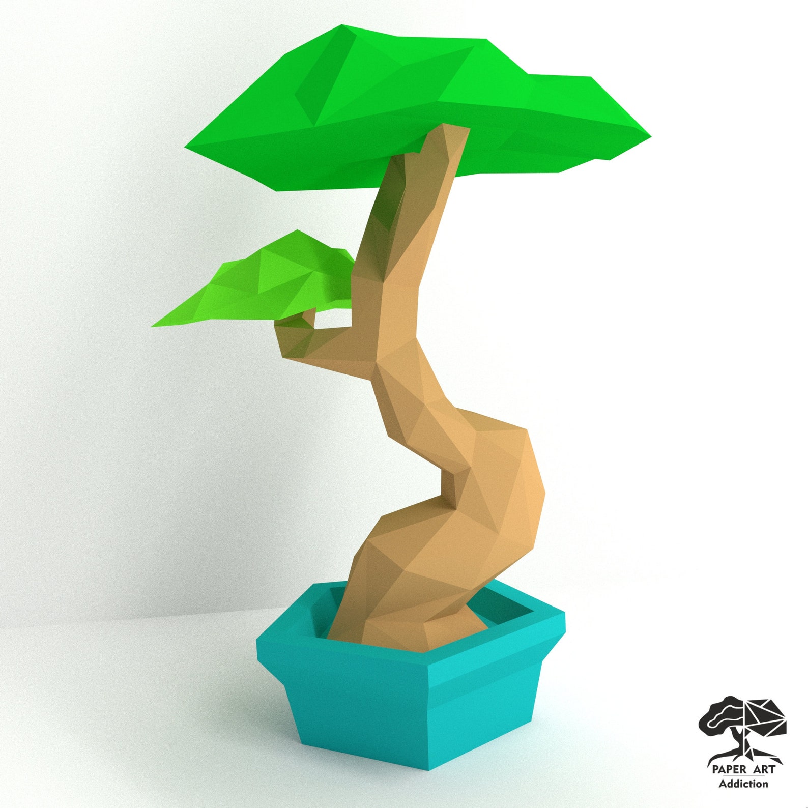 DIY Deformed Bonsai Tree Model, 3D Papercraft PDF Pattern/ Simple Low ...