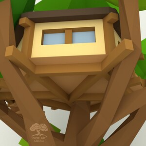 DIY Treehouse Model, 3D Papercraft PDF Pattern / Simple Origami Lowpoly ...