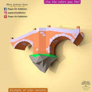 Stone Arch Bridge 3D Papercraft PDF Pattern/ DIY Low Poly Architecture ...