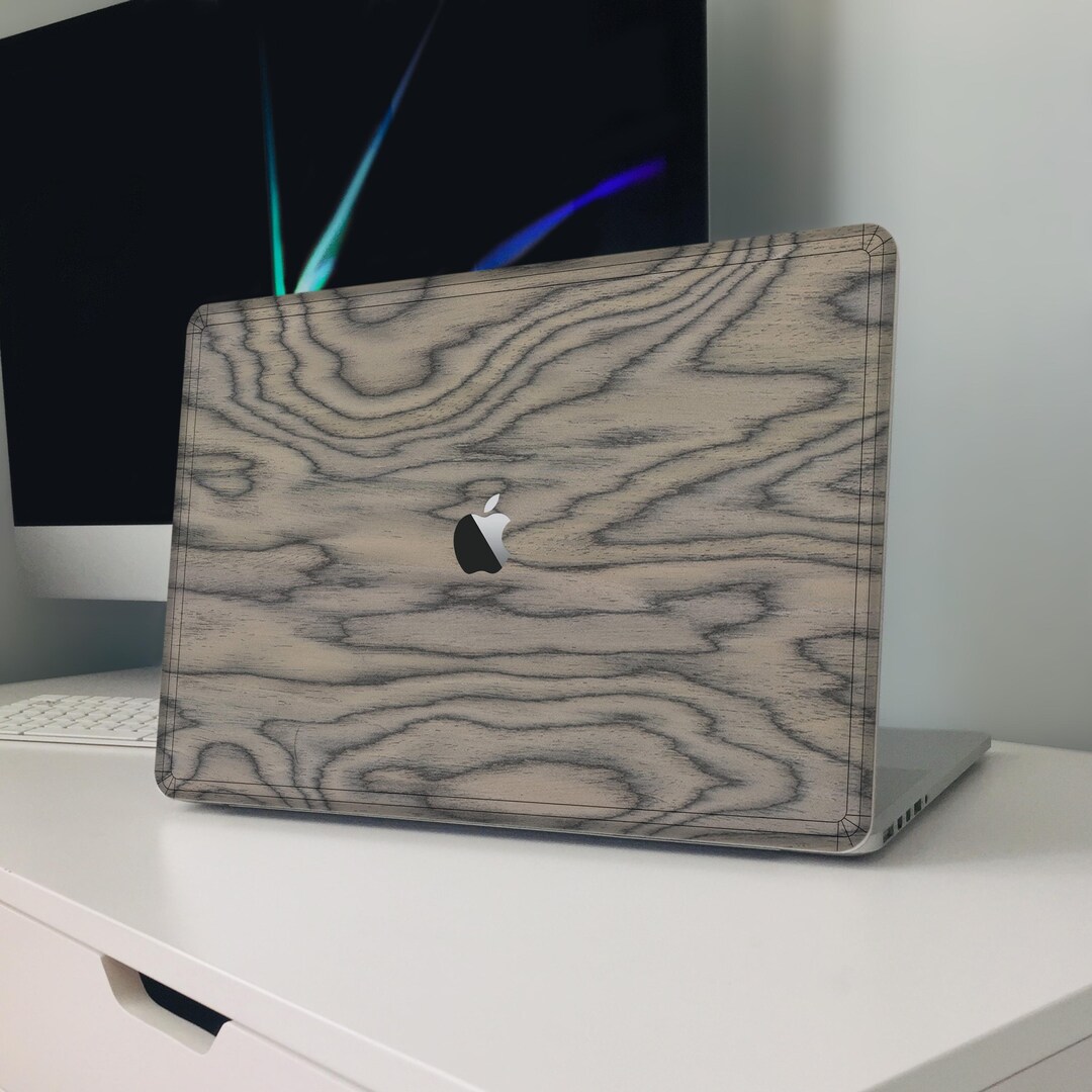 Real Wood Laptop Skin, Grey Wooden Protective Cover, Eco Friendly ...