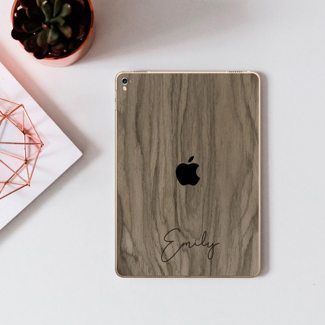Personalized Wooden iPad Decal, Custom Wood Tablet Cover With Name ...