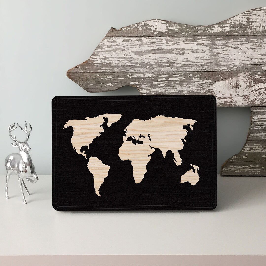 MacBook Wood Cover, World Map MacBook Skin, Available in Different ...
