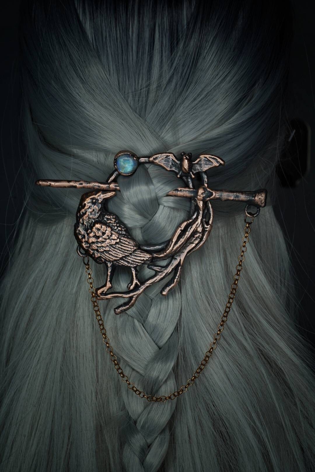 Copper Raven Hair Pin - Etsy
