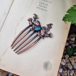 Labradorite Moth Copper Hair Fork. Cottagecore, Witchy Hair Accessories ...
