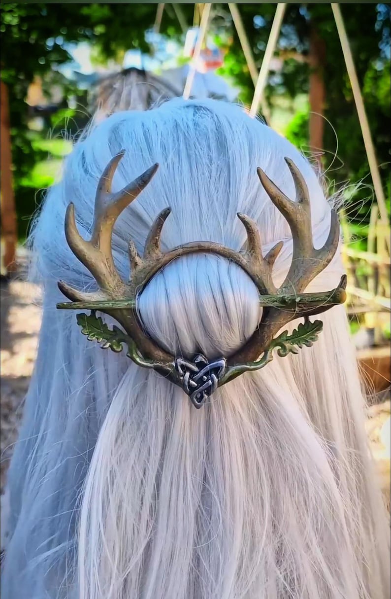 Hand Painted Antler Hair Pin – Woodland Inspired Statement Hair Stick ...