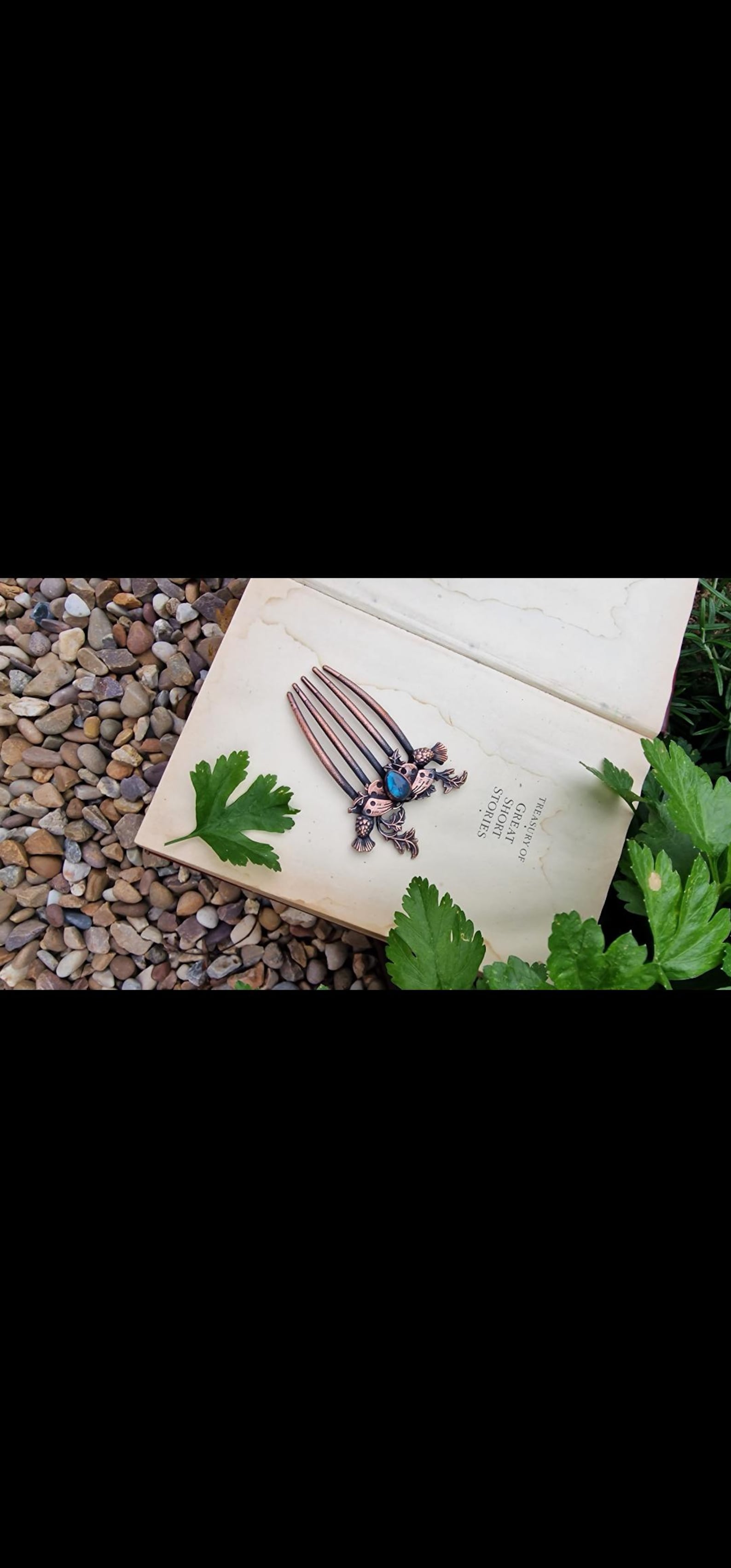 Labradorite Moth Copper Hair Fork. Cottagecore, Witchy Hair Accessories ...