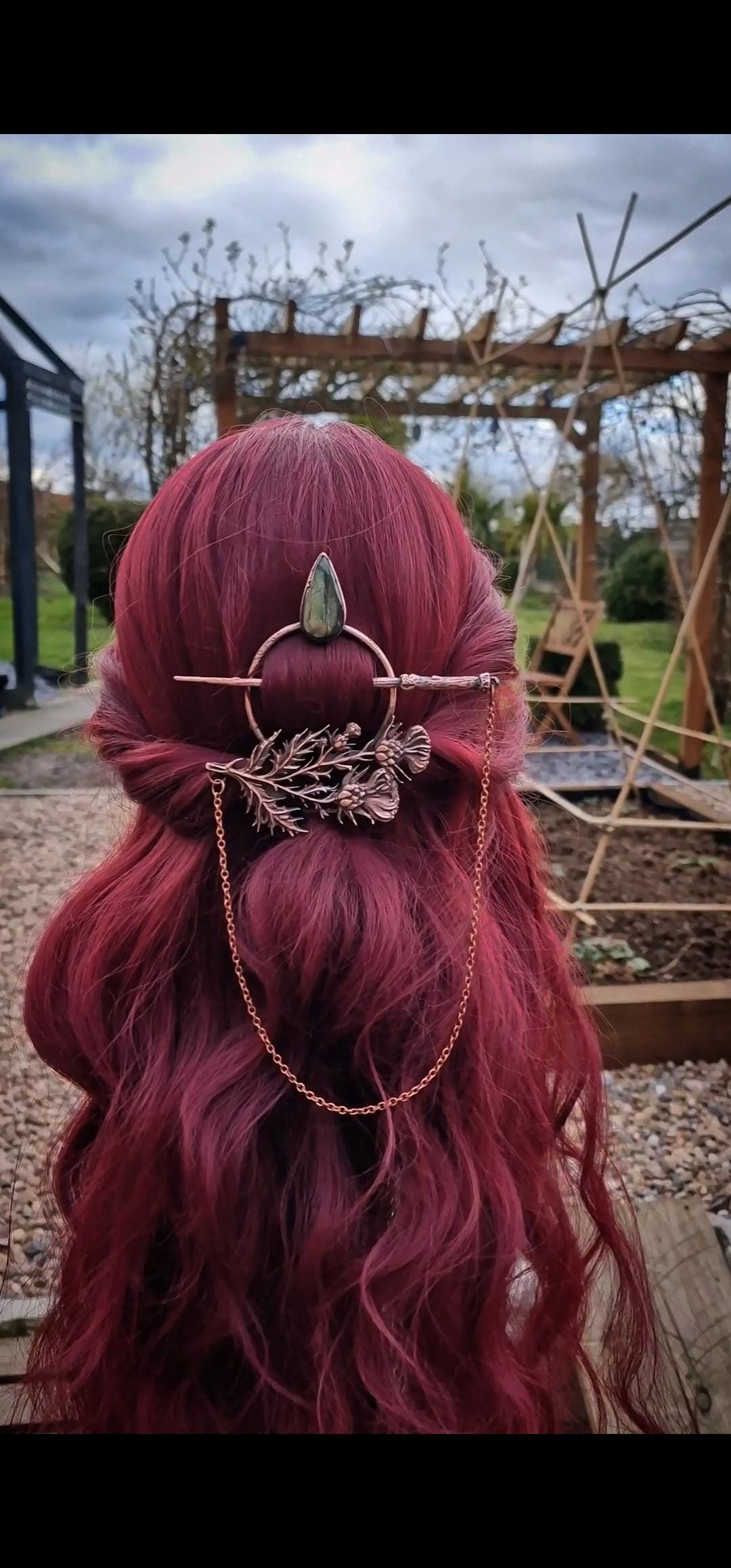 Labradorite Copper Thistle Hair Pin - Etsy