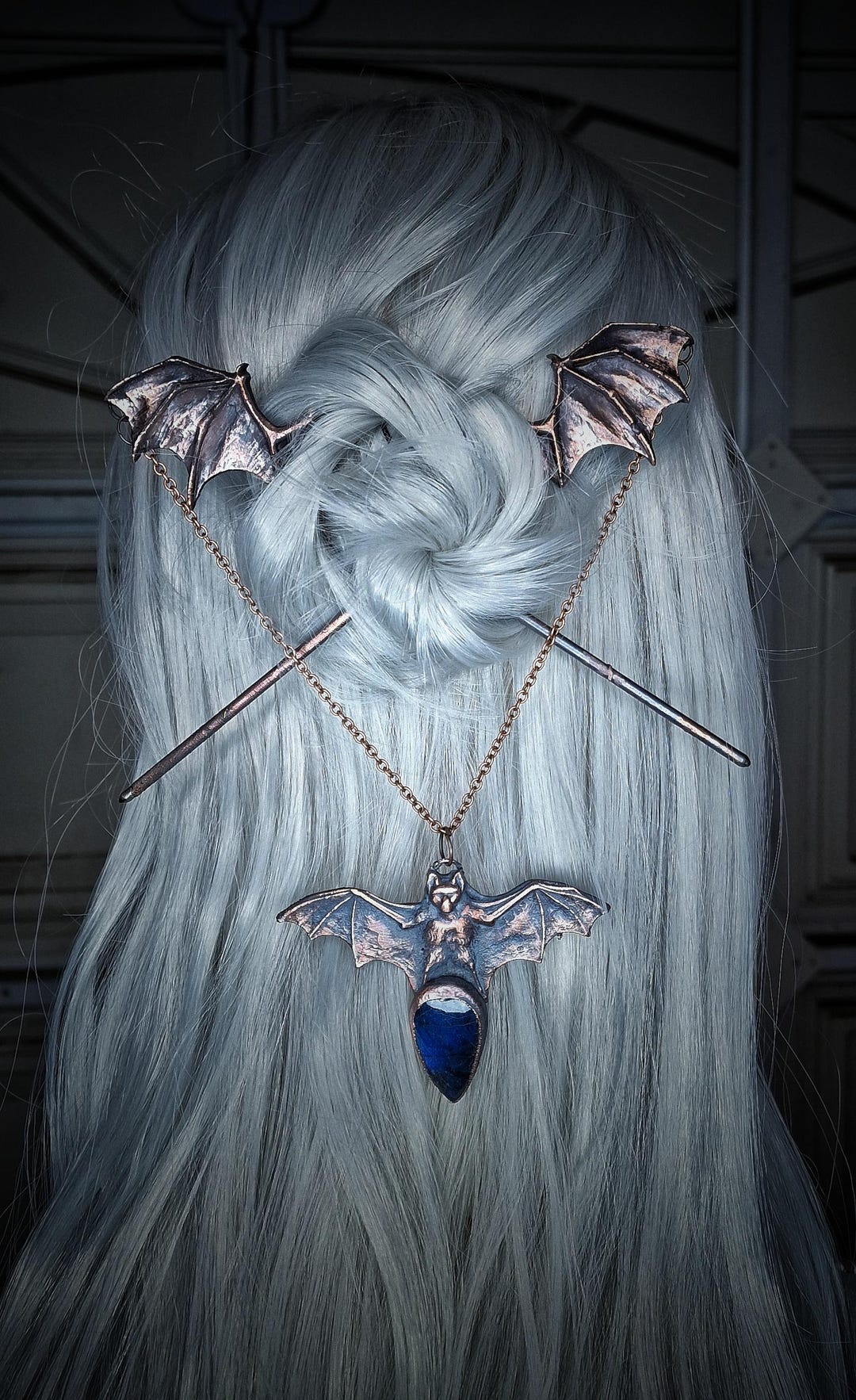 Labradorite Copper Bat Hair Sticks - Etsy