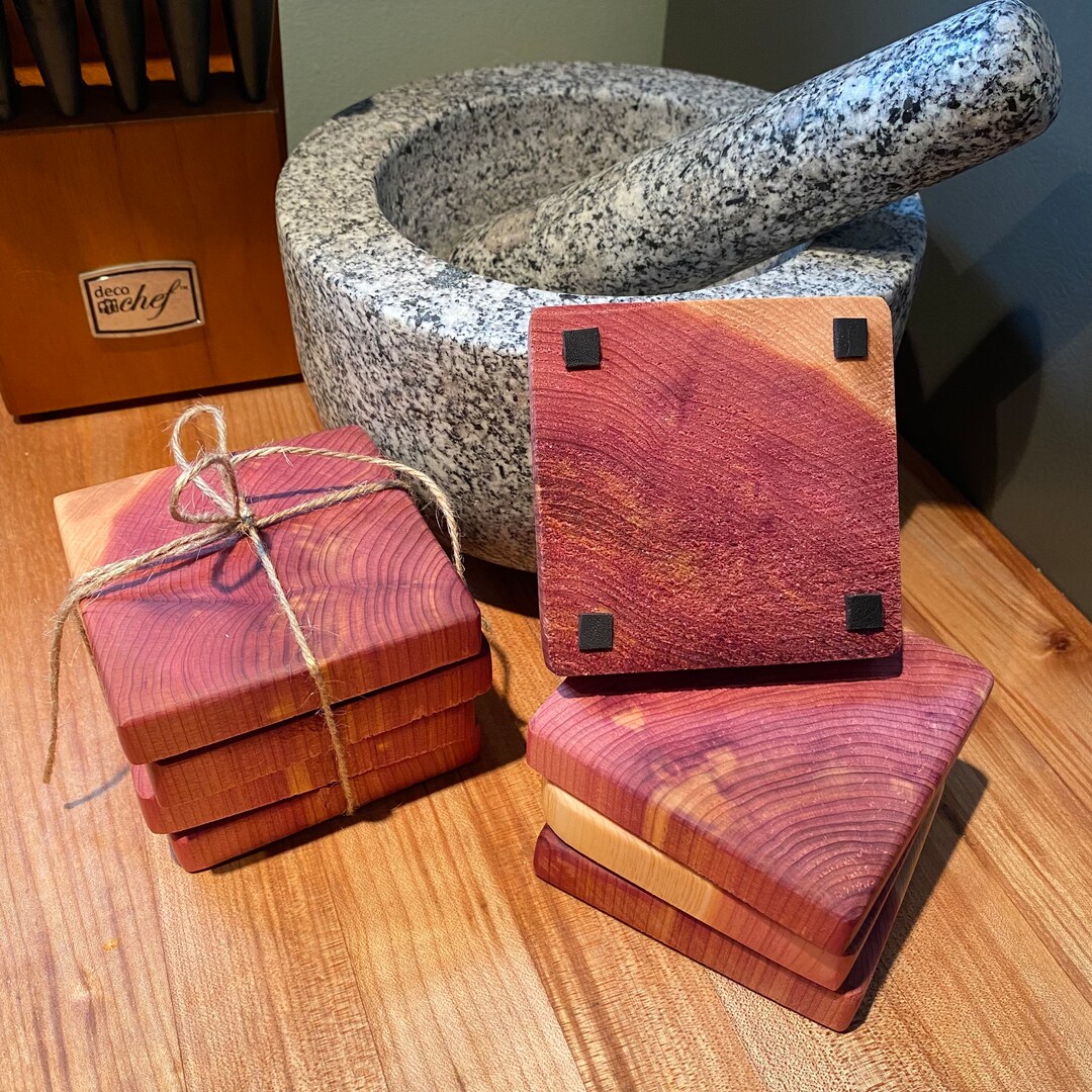 All Natural Aromatic Red Cedar Drink Coasters - Etsy