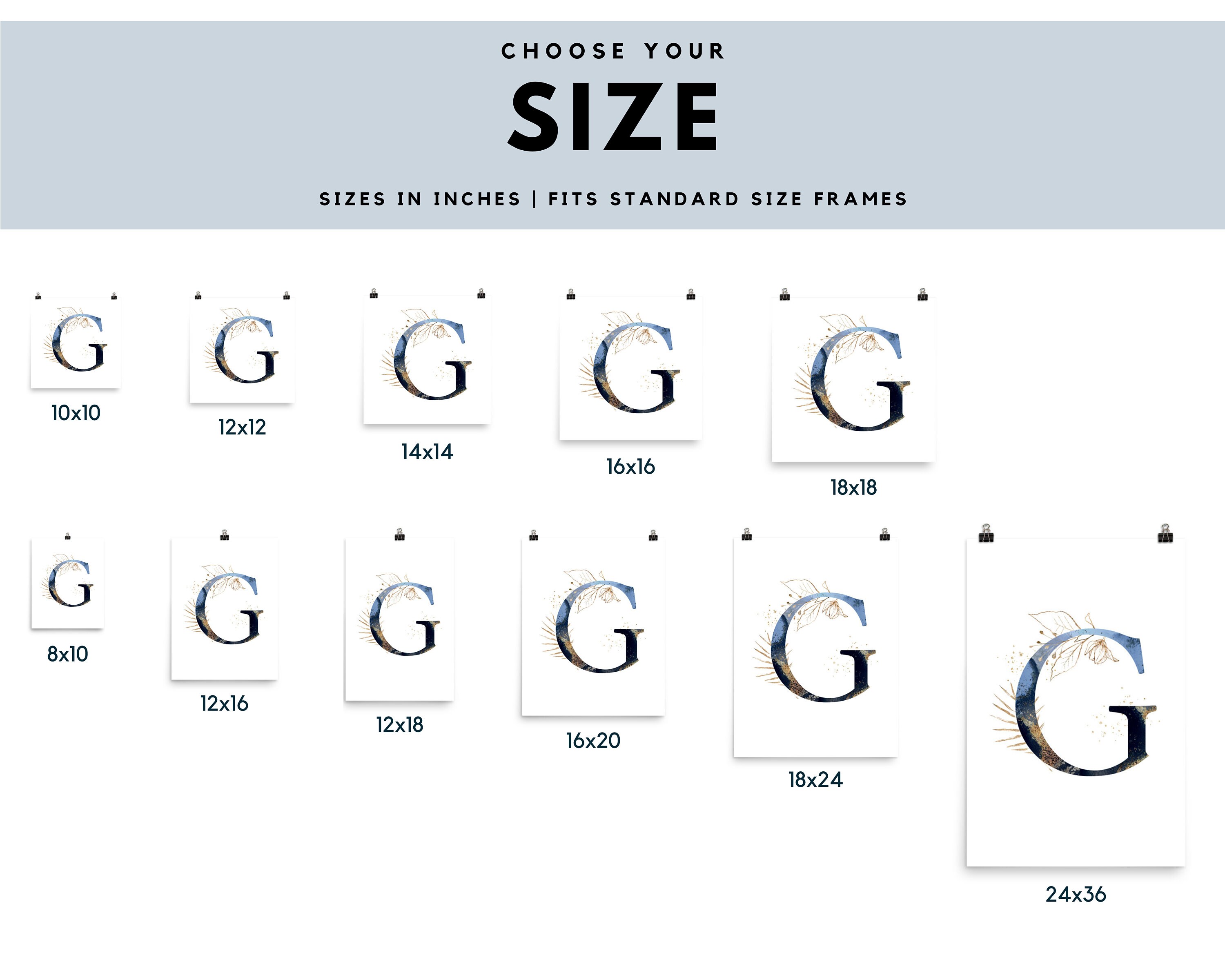 Letter G Monogram Wall Art Typography Print Floral Nursery - Etsy