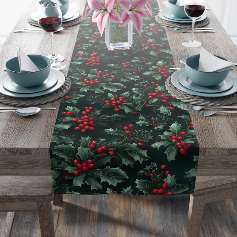 Holly Berries Table Runner - Etsy