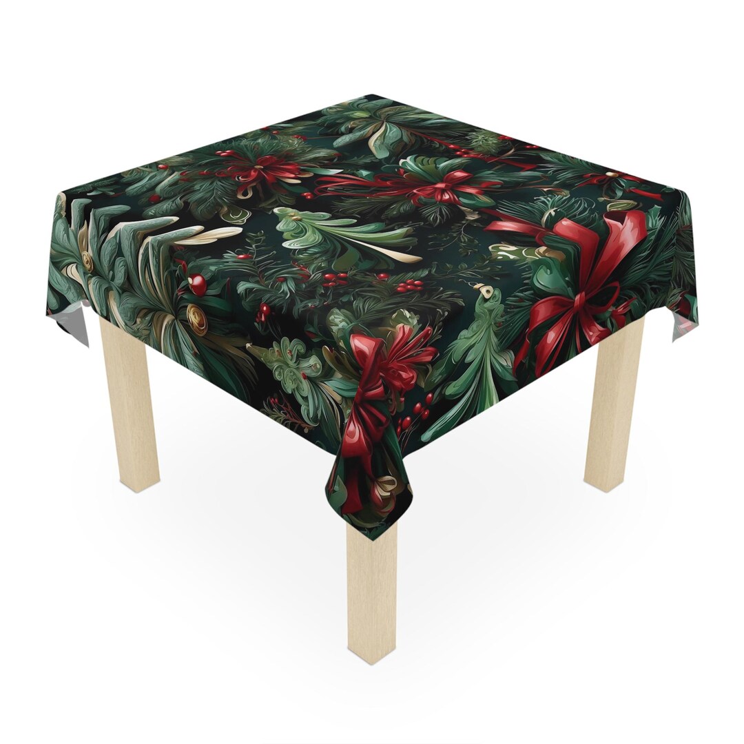 Exquisite Ribbon and Pines Design Tablecloth - Polyester Elegance for ...