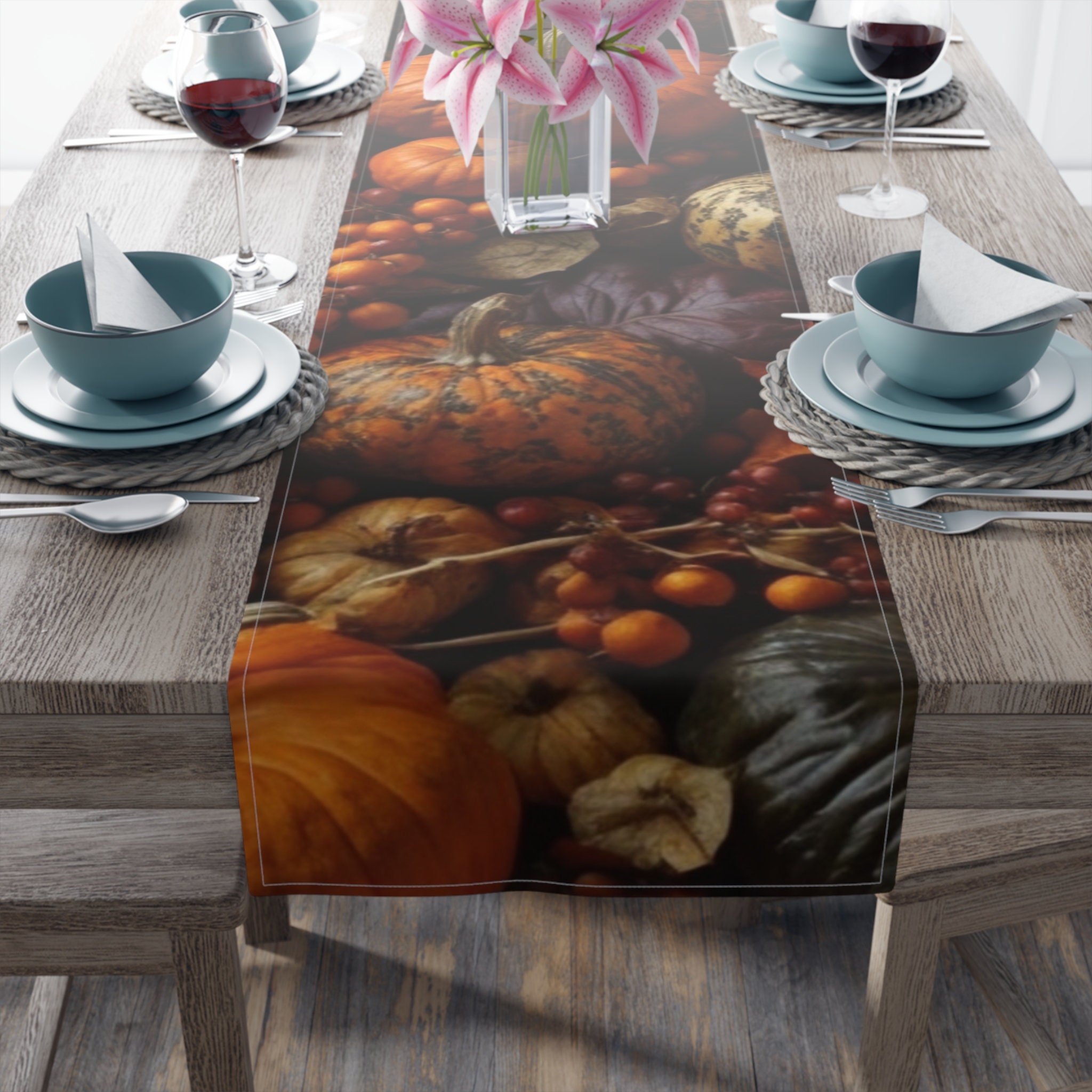 Enhance Your Table Setting with Pumpkin Harvest among Fall Foliage ...