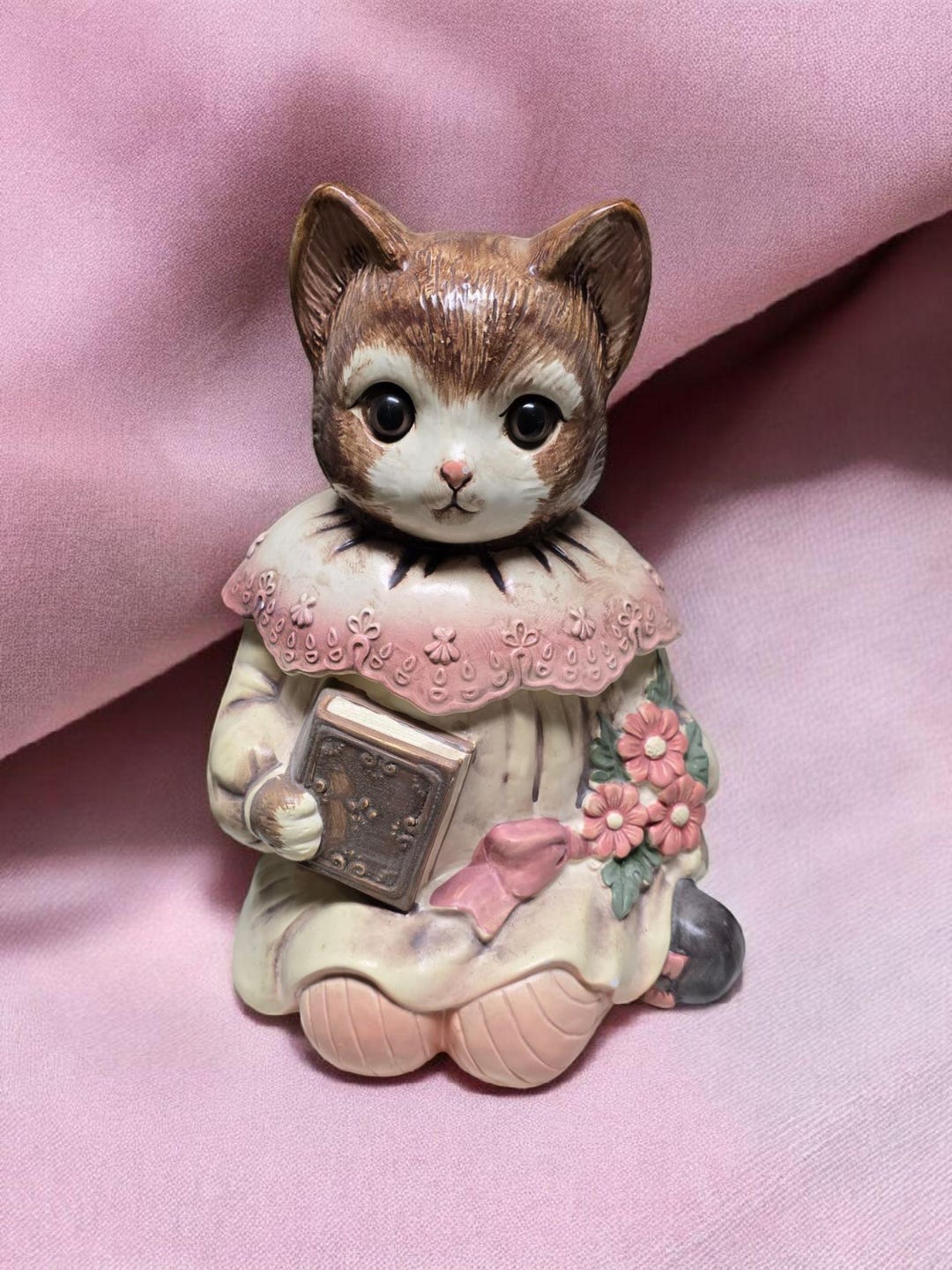 Vintage Emily the Cat Ceramic Cookie Jar Glass Eyes, Holding Book - Etsy